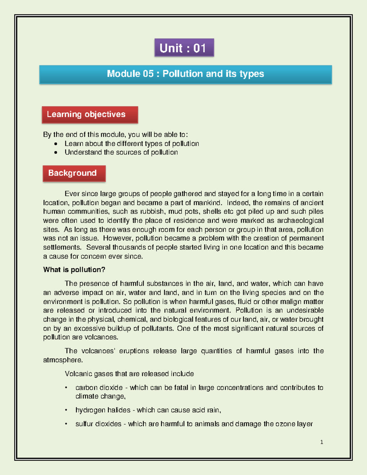 Pollution and its types - By the end of this module, you will be able ...