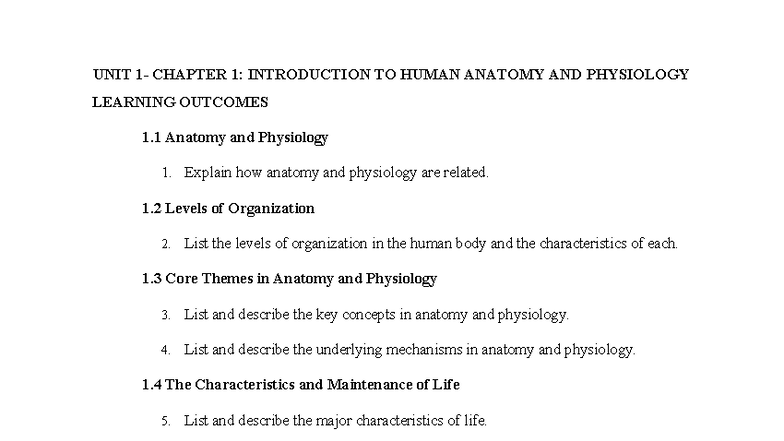 Chapter 1: Intro to Human Anatomy & Physiology - Detailed Lecture Notes ...