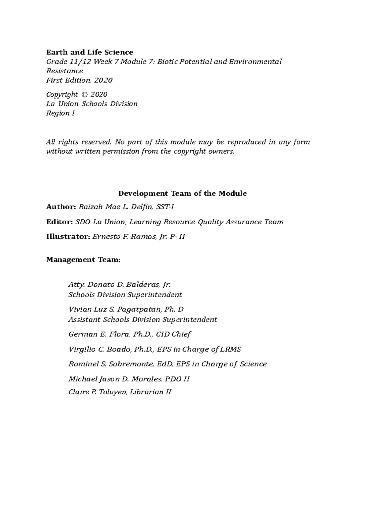 Module-7 - Good to gv - Earth and Life Science Grade 11/12 Week 7 ...