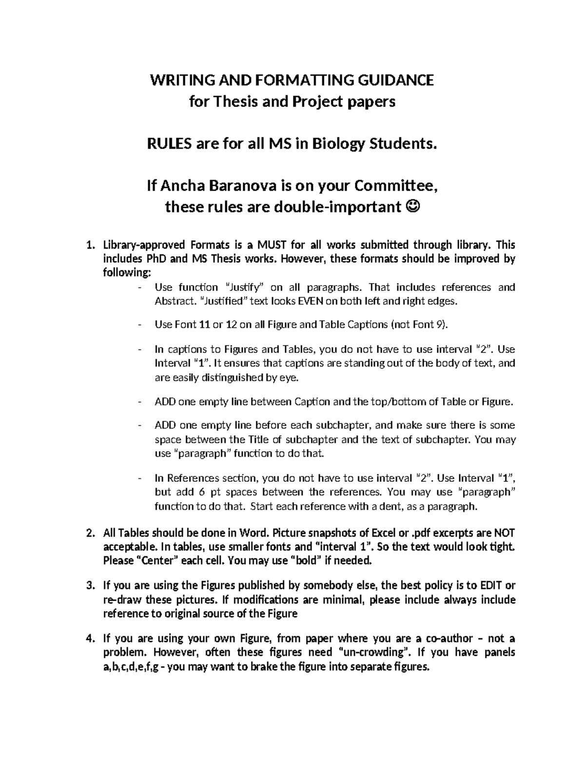 Thesis and Project Paper Writing Guidelines for MS in Biology Students ...