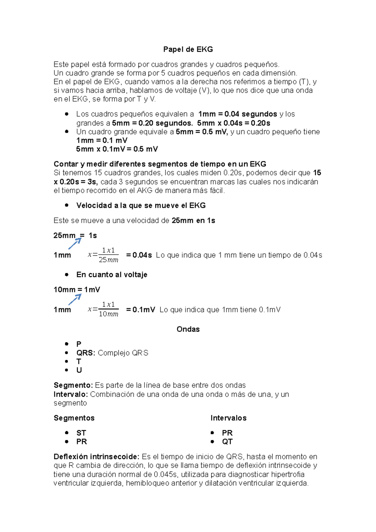 Guía de Papel de Electrocardiograma (EKG): Medición y Segmentos - Studocu
