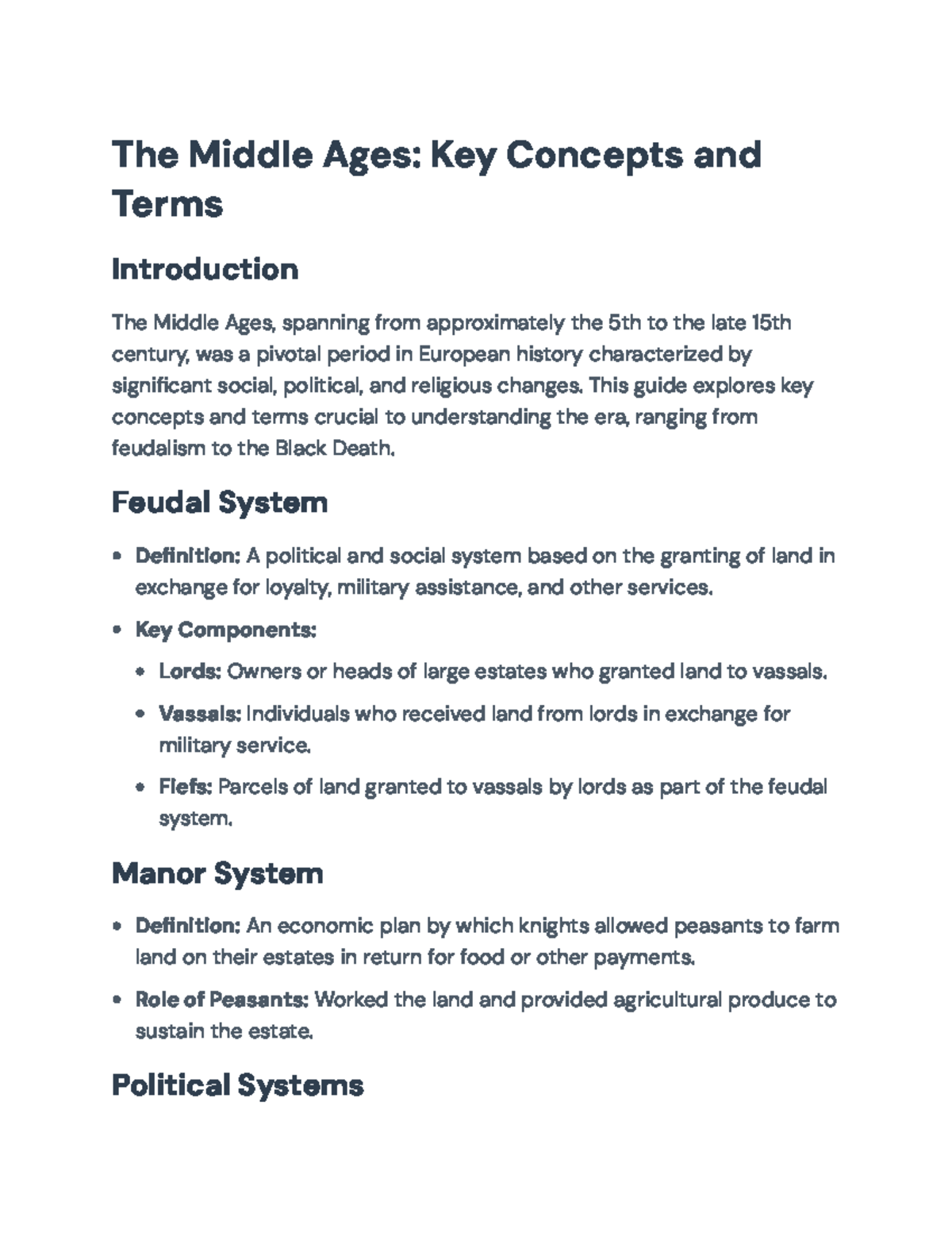 Key Concepts and Terms of the Middle Ages (HIST 101) - The Middle Ages ...