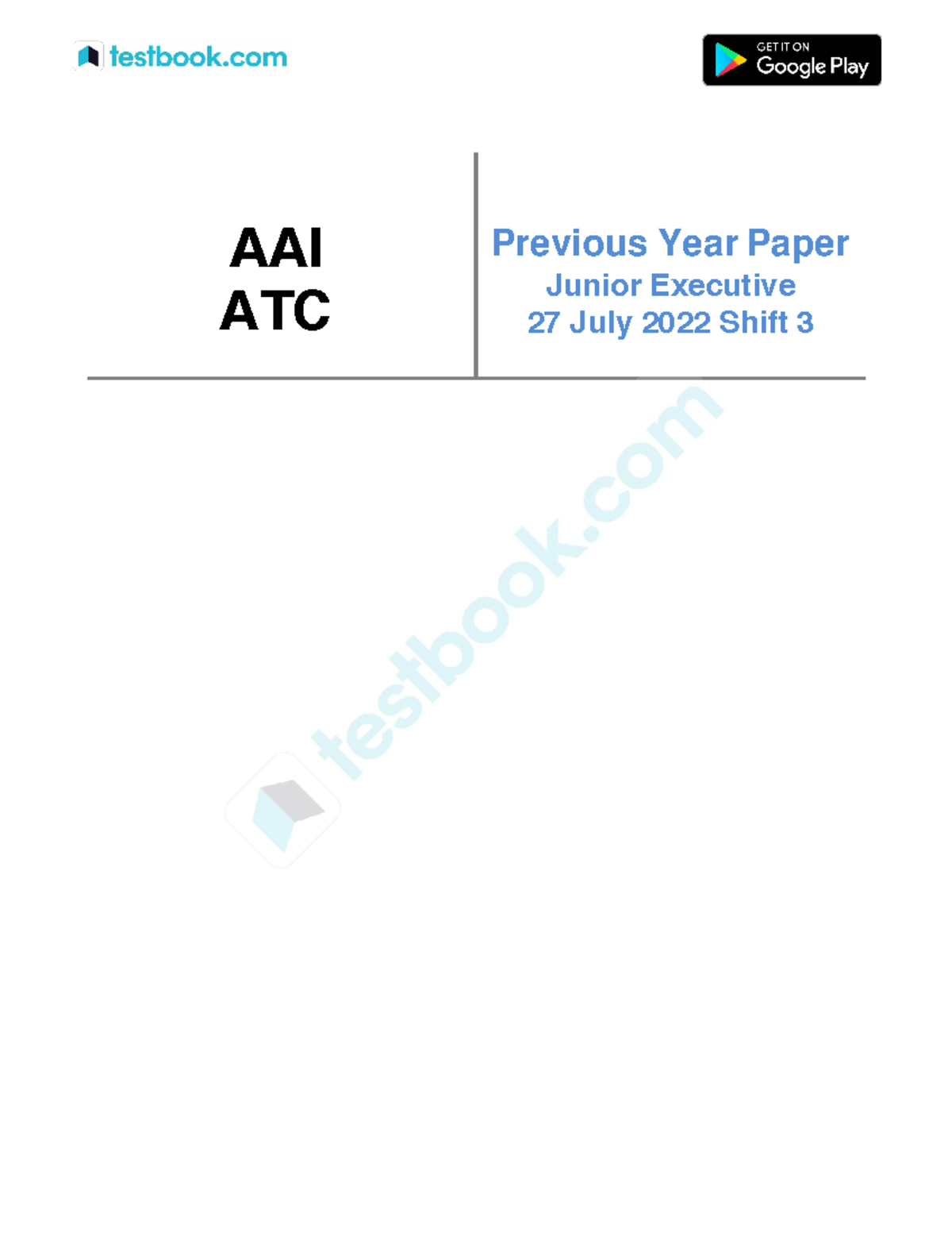 AAI ATC Junior Executive Previous Year Exam Paper (27 July 2022) - Studocu