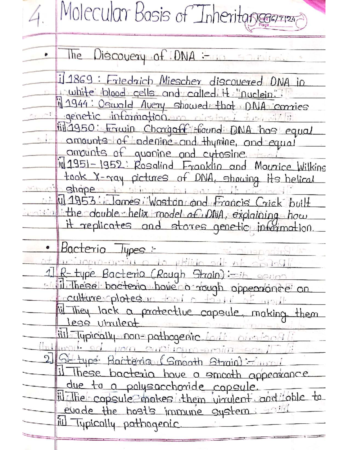 Biology 4: Molecular Basis of Inheritance Notes - Studocu