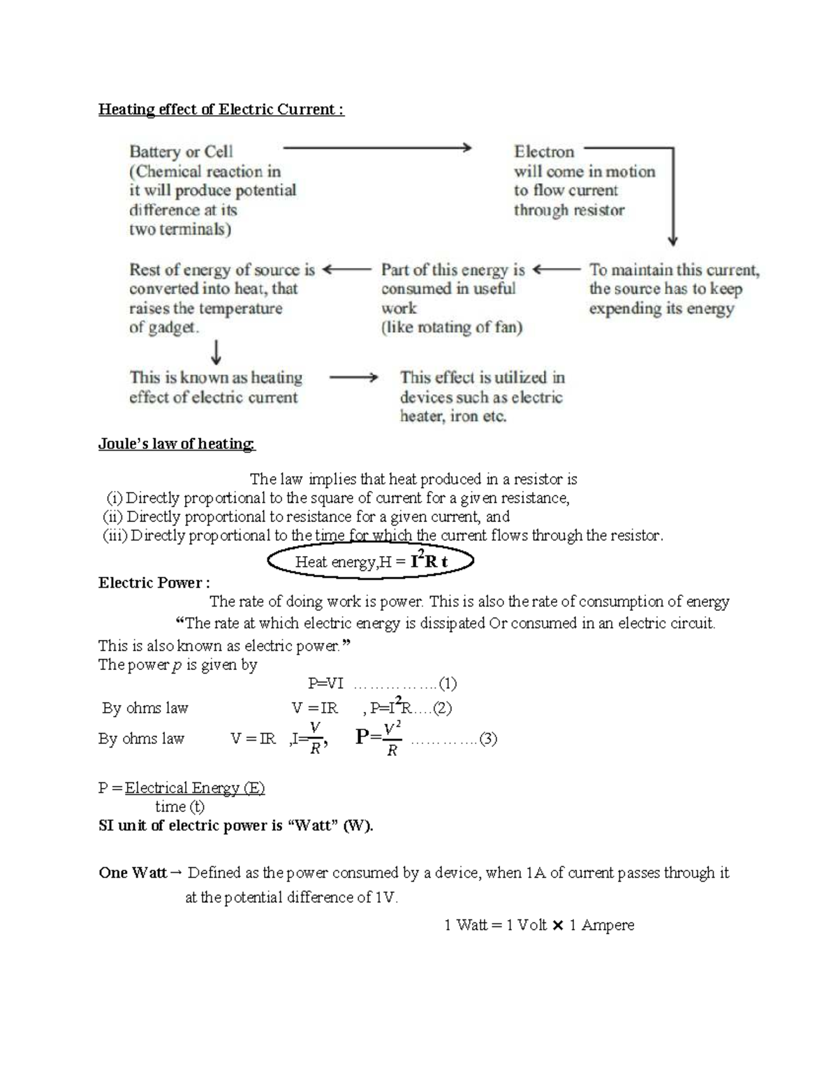 Heating Effect of Electric Current: Law of Heating and Power (PHYS101 ...