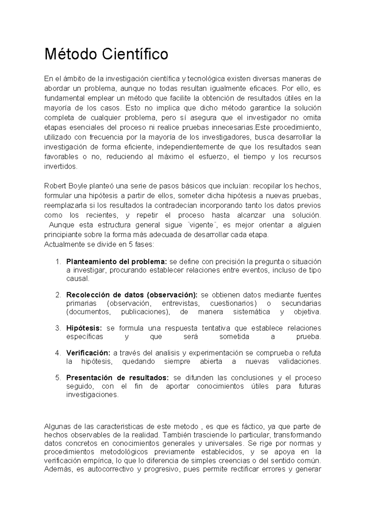 Método Científico en la Metodología de la Investigación - Studocu