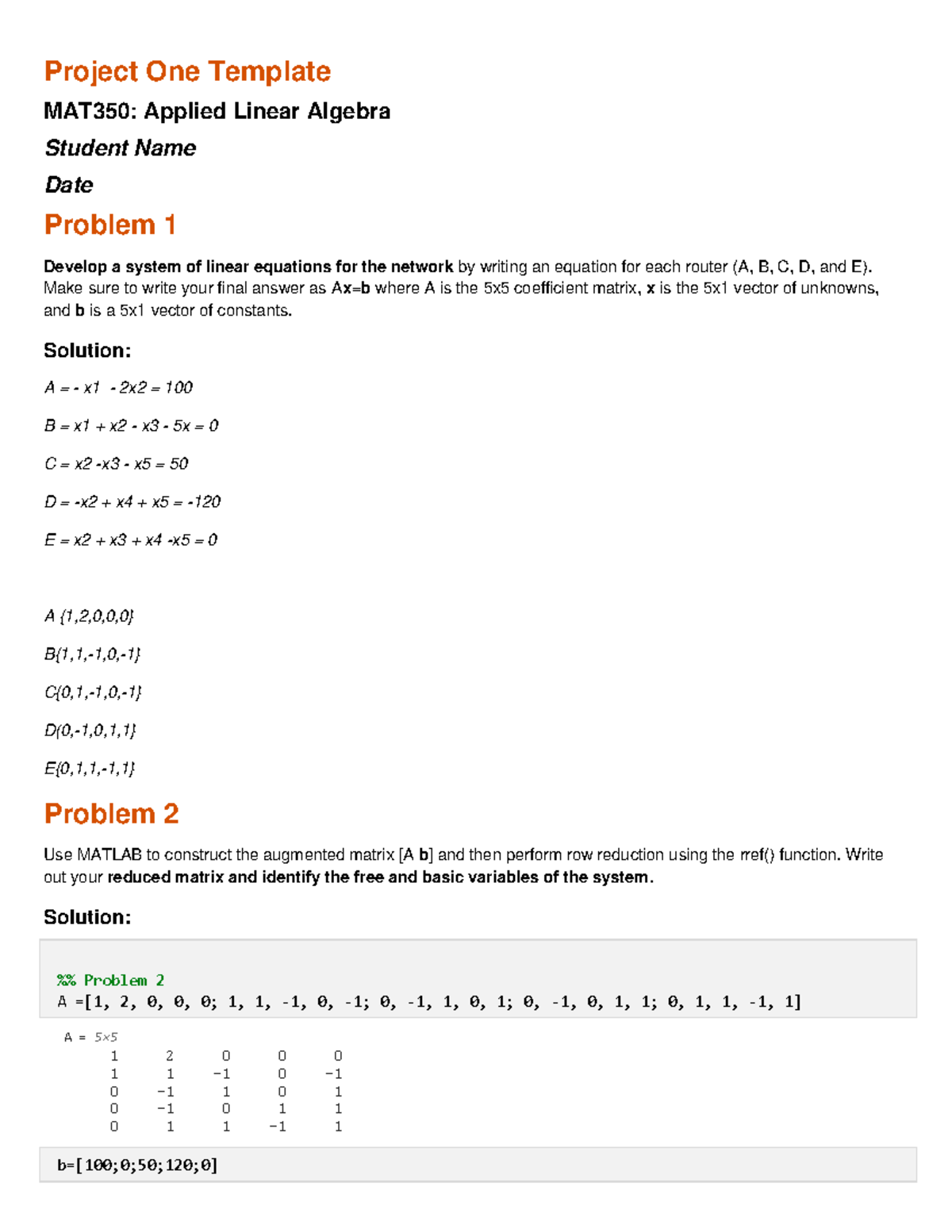 Project 1 PDF - Project One Template MAT350: Applied Linear Algebra ...