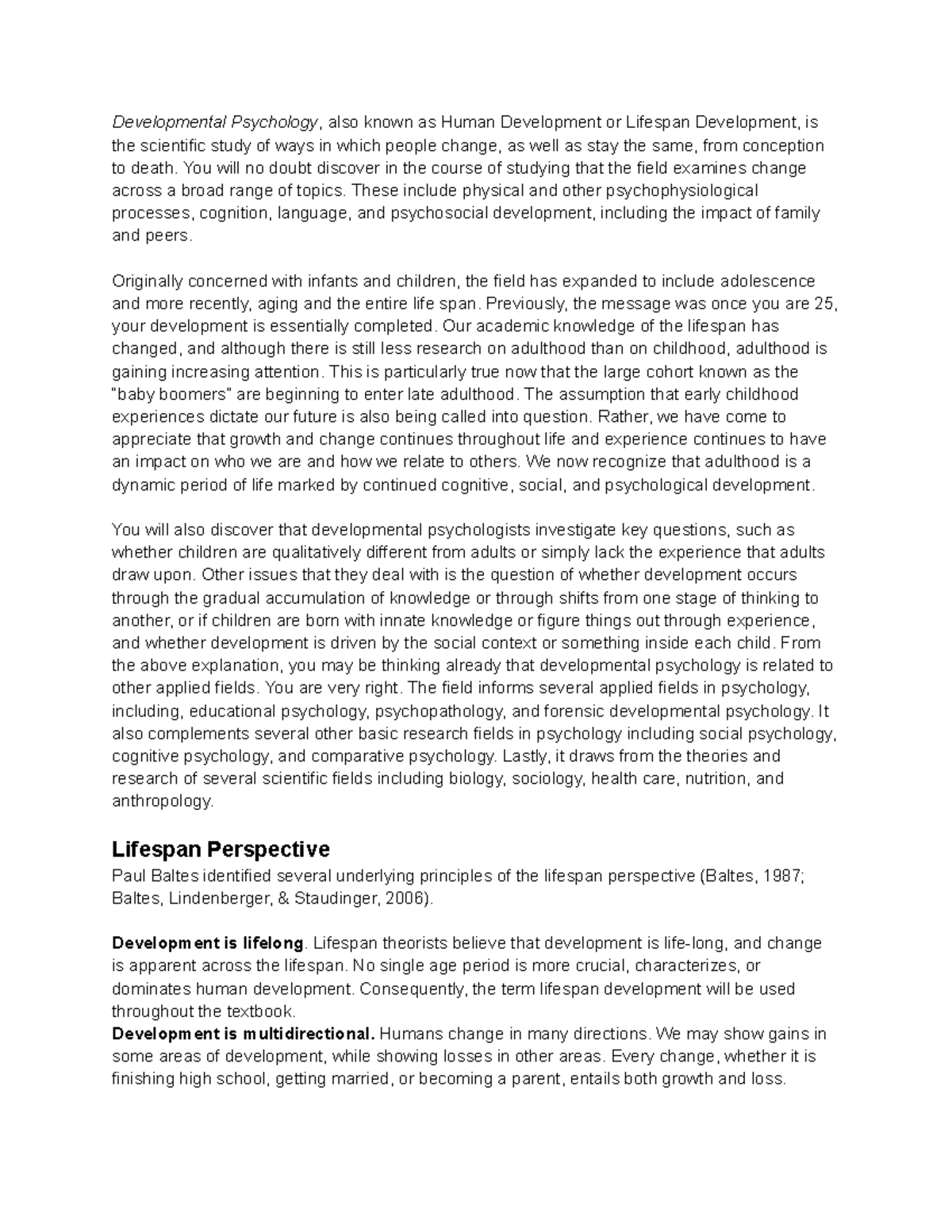 Lifespan Development: Insights into Human Growth and Change - Studocu