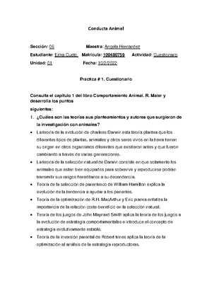 Conducta animal 1 - practica 1 angela hernandez uasd - Asignatura ...