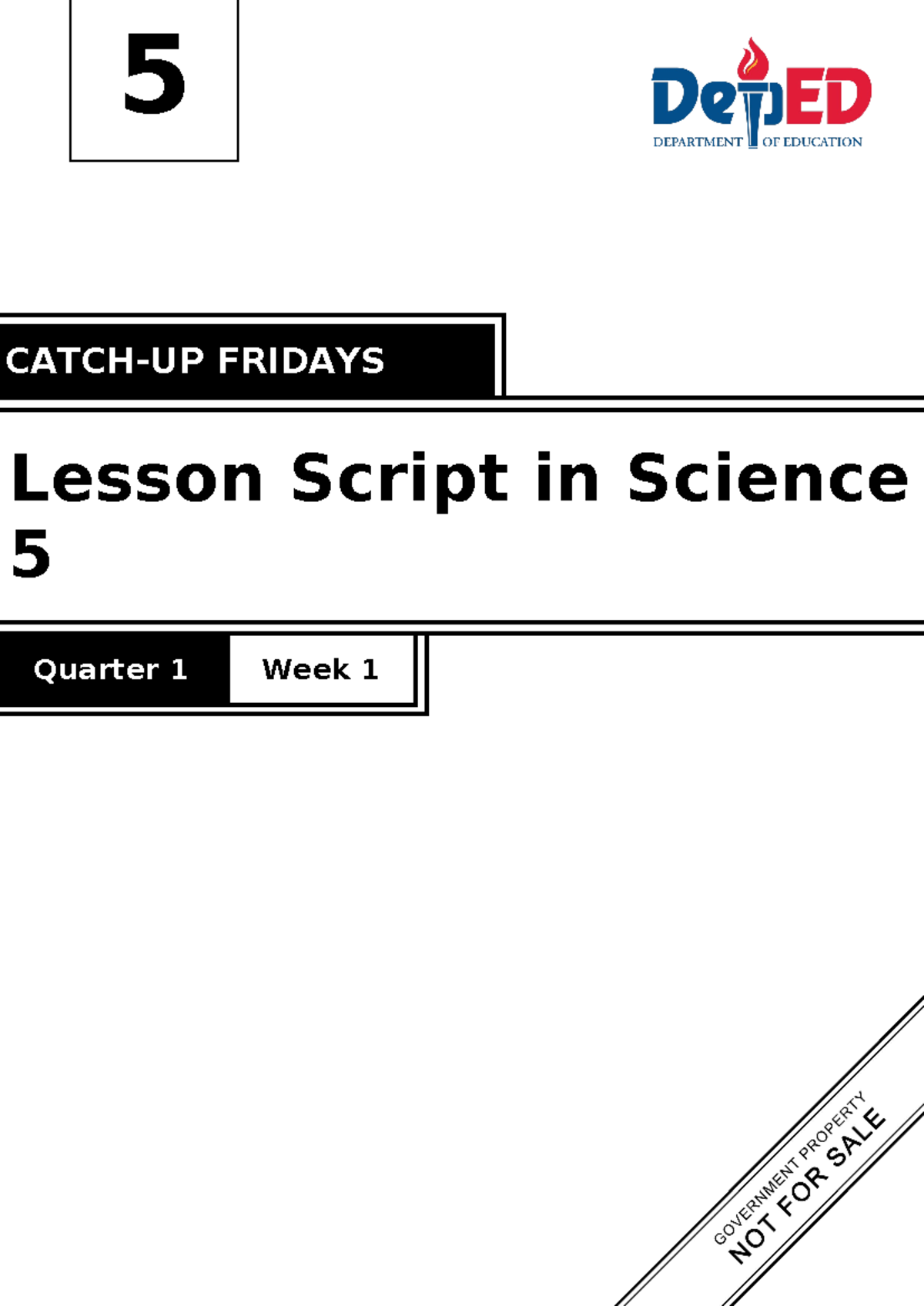 LESSON SCRIPT IN CATCH UP FRIDAY - Science 5 Q1 W1 - 5 Quarter 1 Week 1 CATCH-UP FRIDAYS Lesson ...