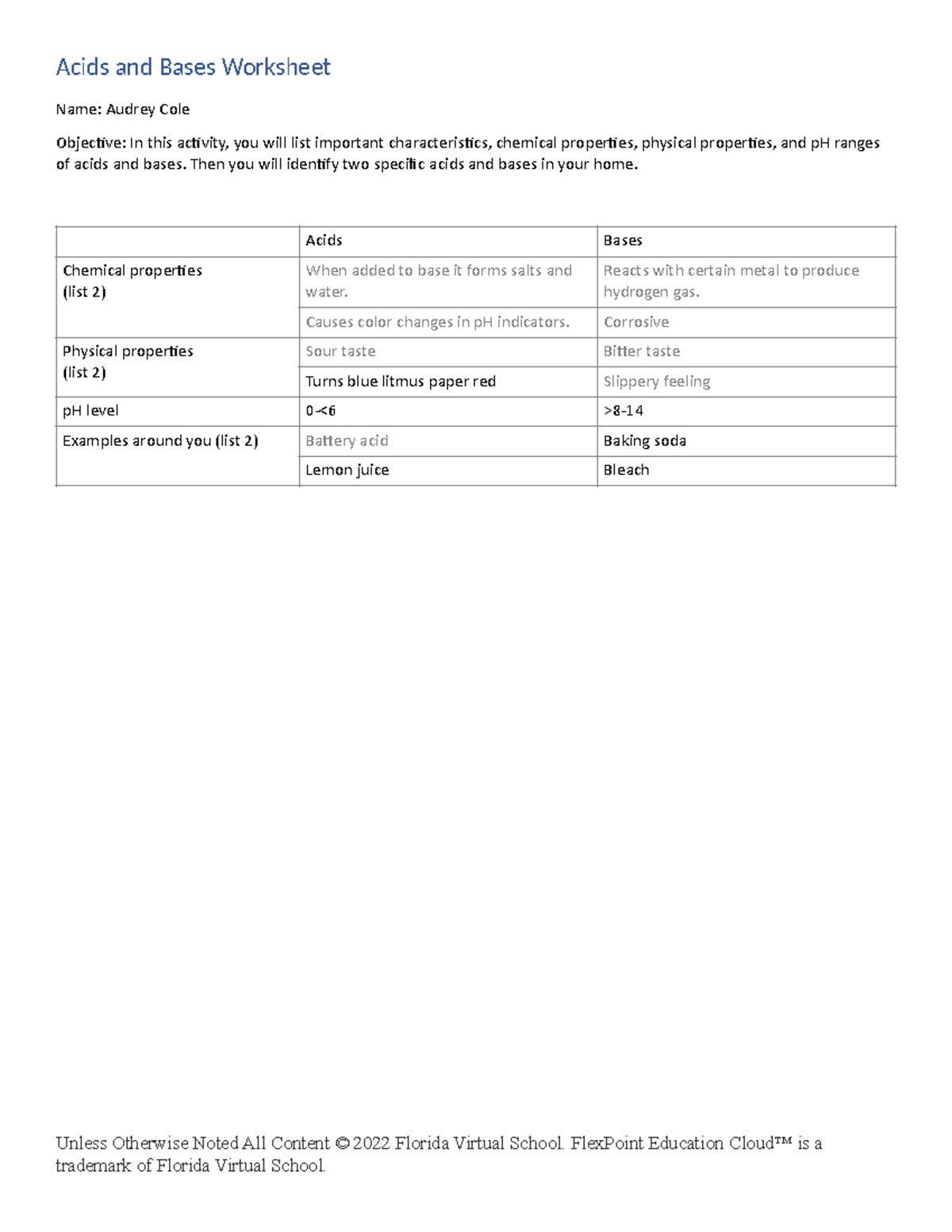Worksheet acid base 2 - science - Acids and Bases Worksheet Name ...