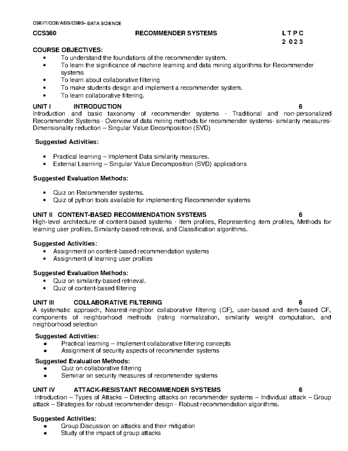 CCS360 Lecture Notes: Foundations of Recommender Systems - Studocu