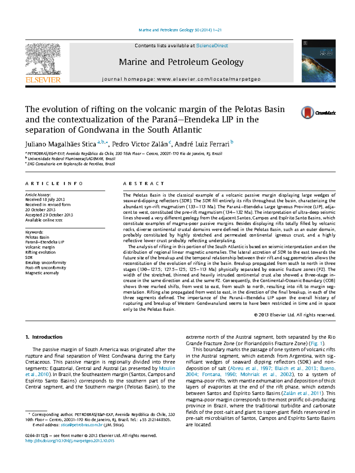 Rifting Evolution and Paraná-Etendeka LIP Context in Pelotas Basin ...