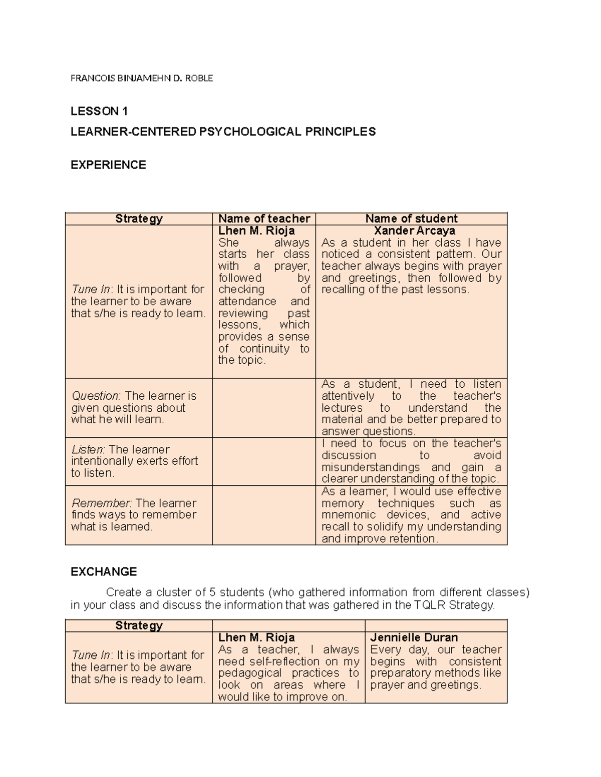 FS1 Chapter 1: Lesson 1 - Learner-Centered Psychological Principles - Studocu