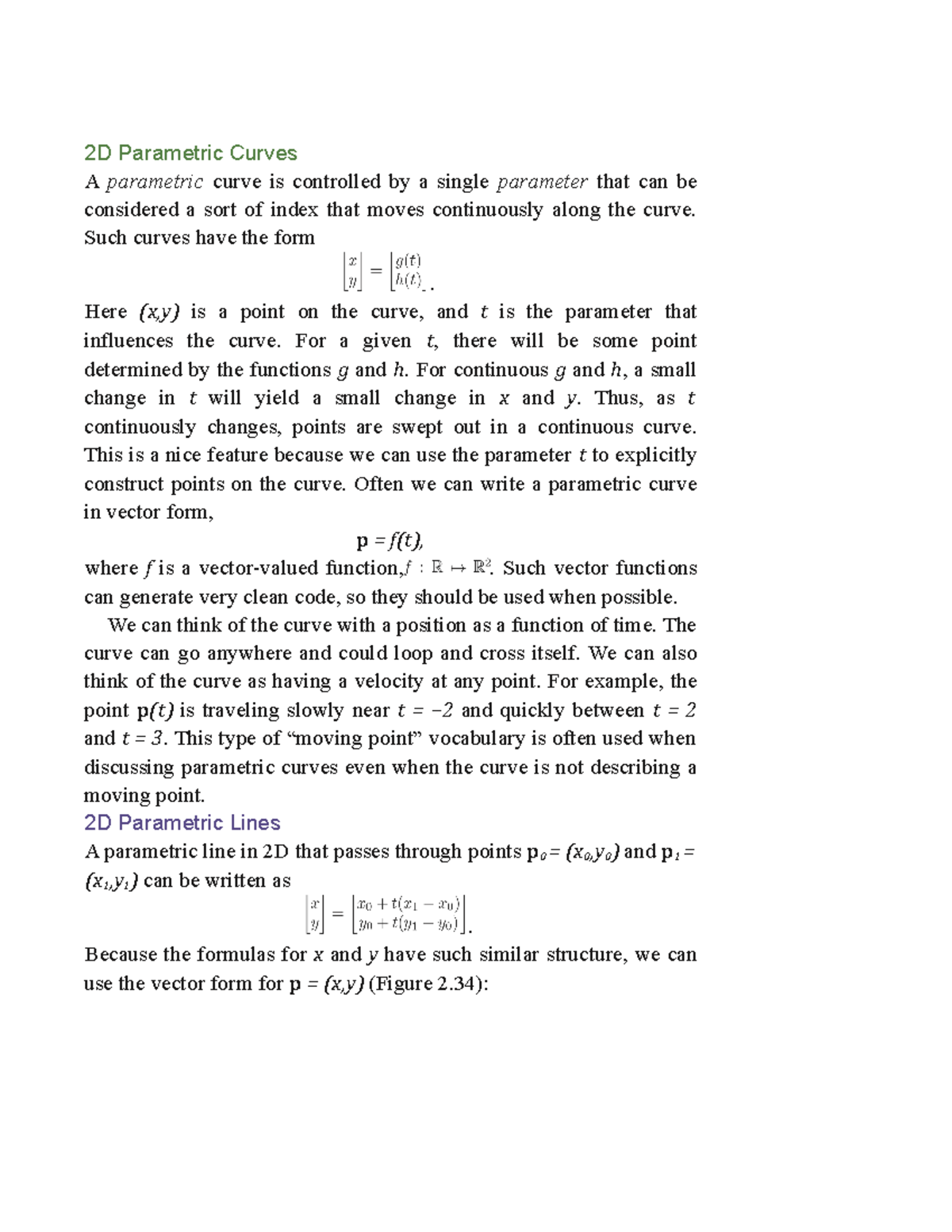 2D Parametric Curves: An Overview of Their Definition and Use - Studocu