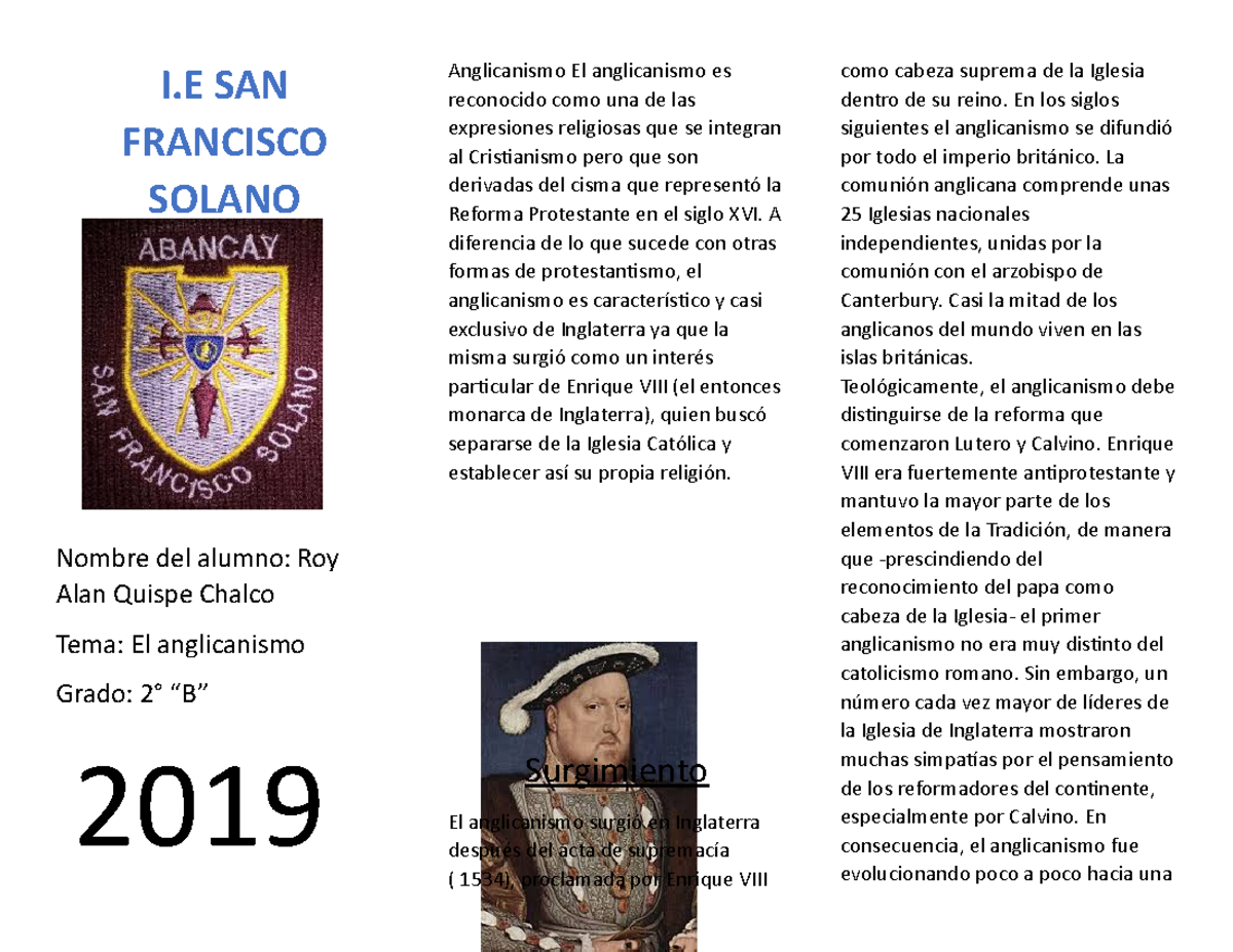 El anglicanismo - A diferencia de lo que sucede con otras formas de ...