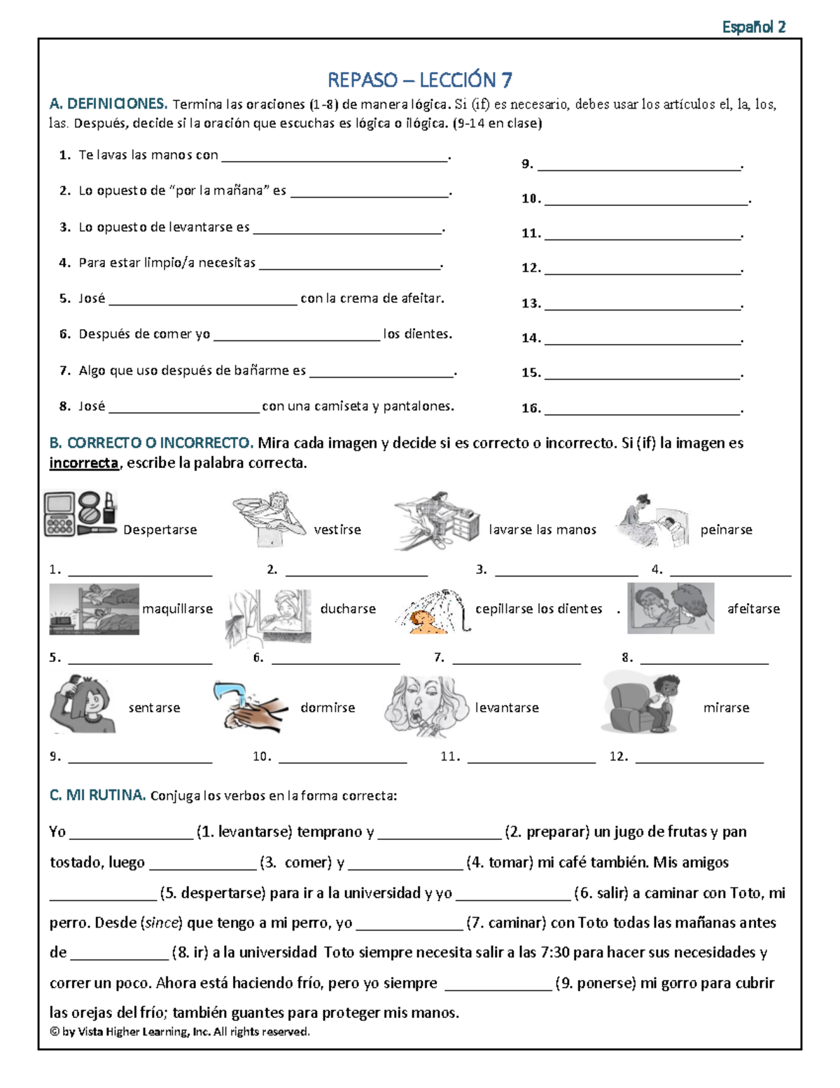 Español 2 REPASO LECCIÓN 7 - Guía de Estudio para el Examen - Studocu