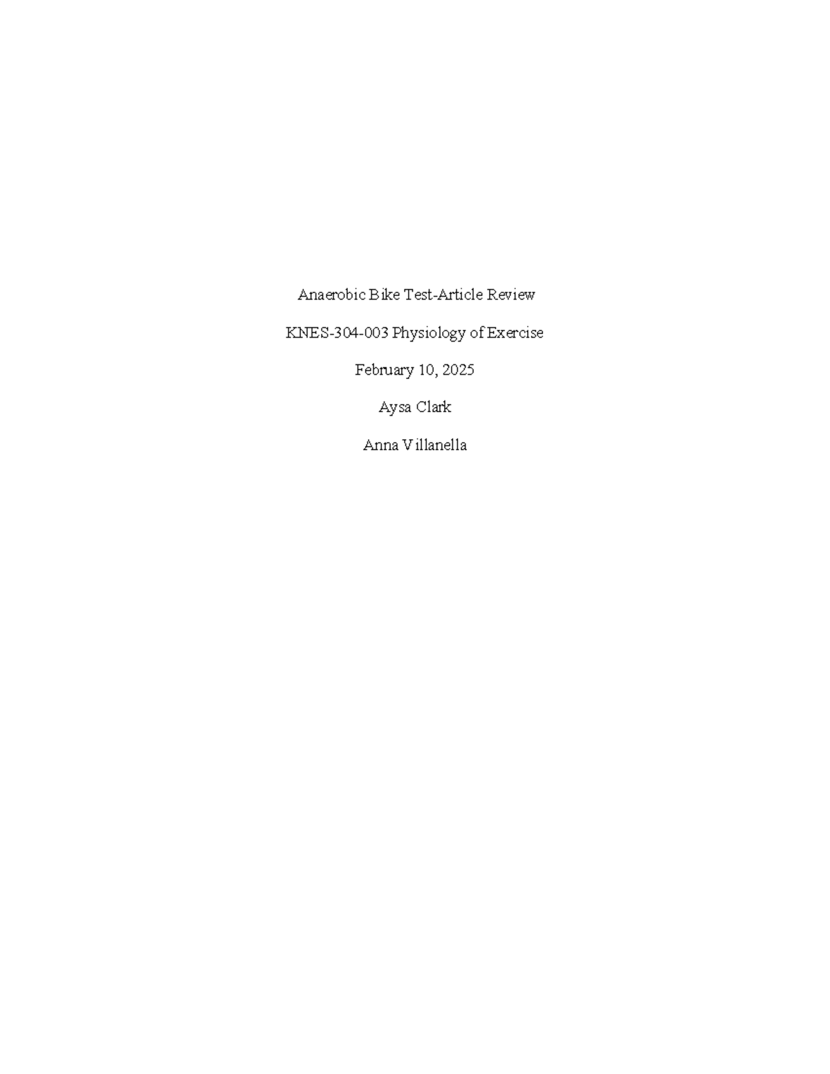 Anaerobic Bike Test Review: Impact on Body Region Performance - Studocu