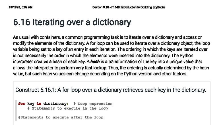 It 140 Scripting I Iterating Over Dictionaries Section 6 16 Studocu