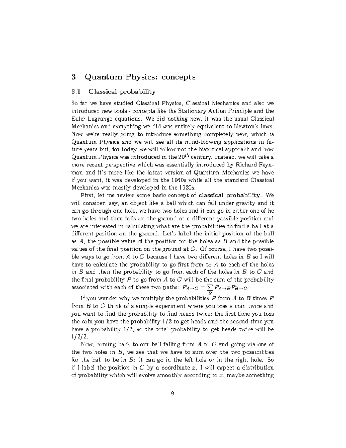 Quantum Physics Notes: Classical Probability and Quantum Concepts - Studocu