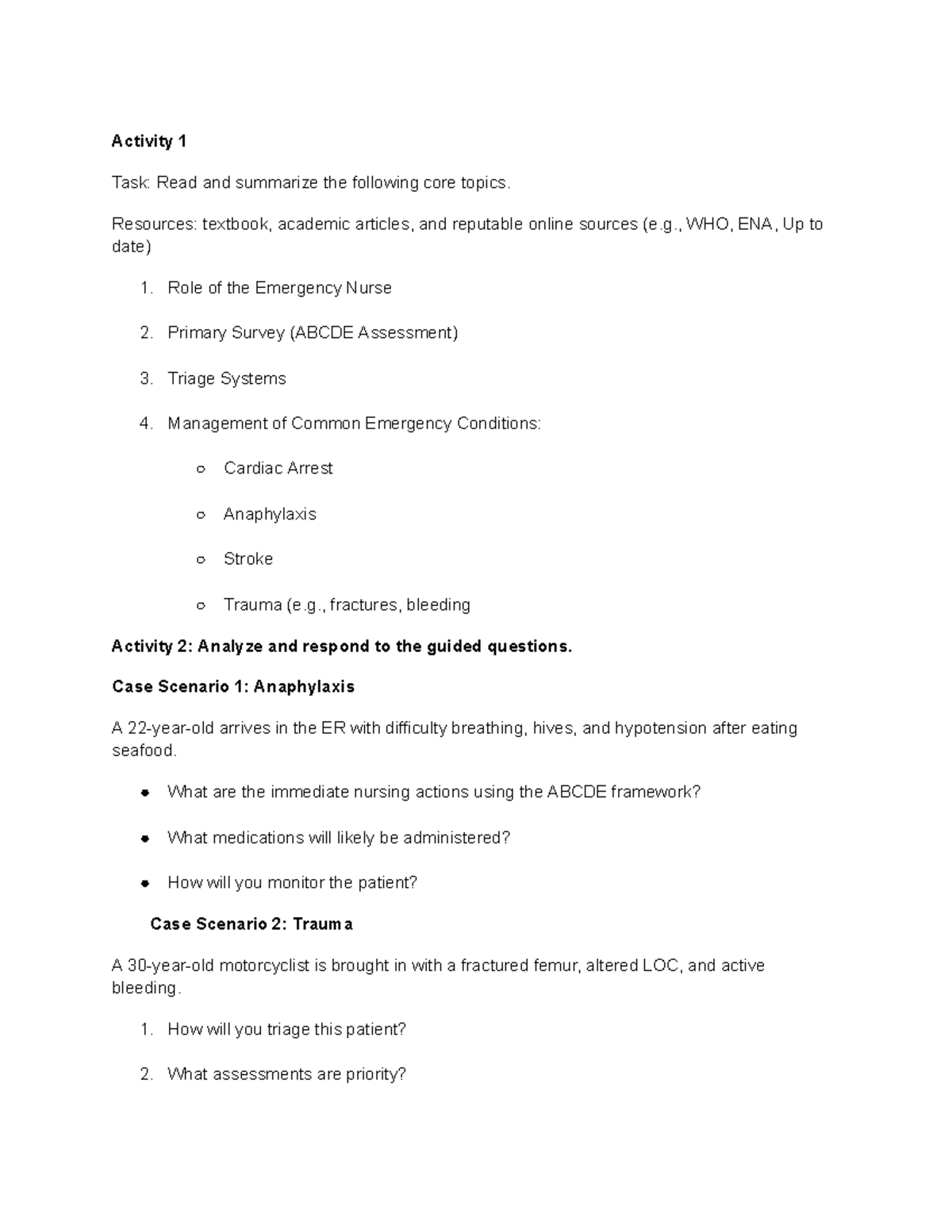 Emergency Care Triage: ABCDE Management & Case Scenarios - Studocu