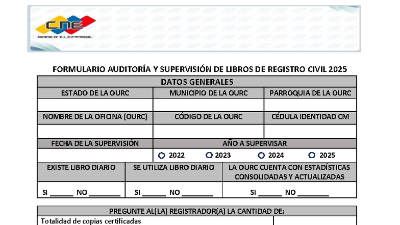 Formulario e Instructivo para Auditoría y Supervisión de Libros de ...