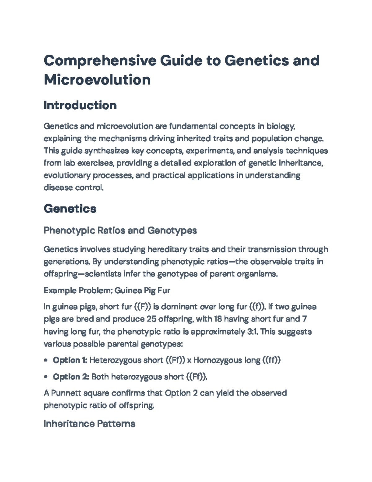 Genetics and Microevolution: Comprehensive Guide for Biology Course ...