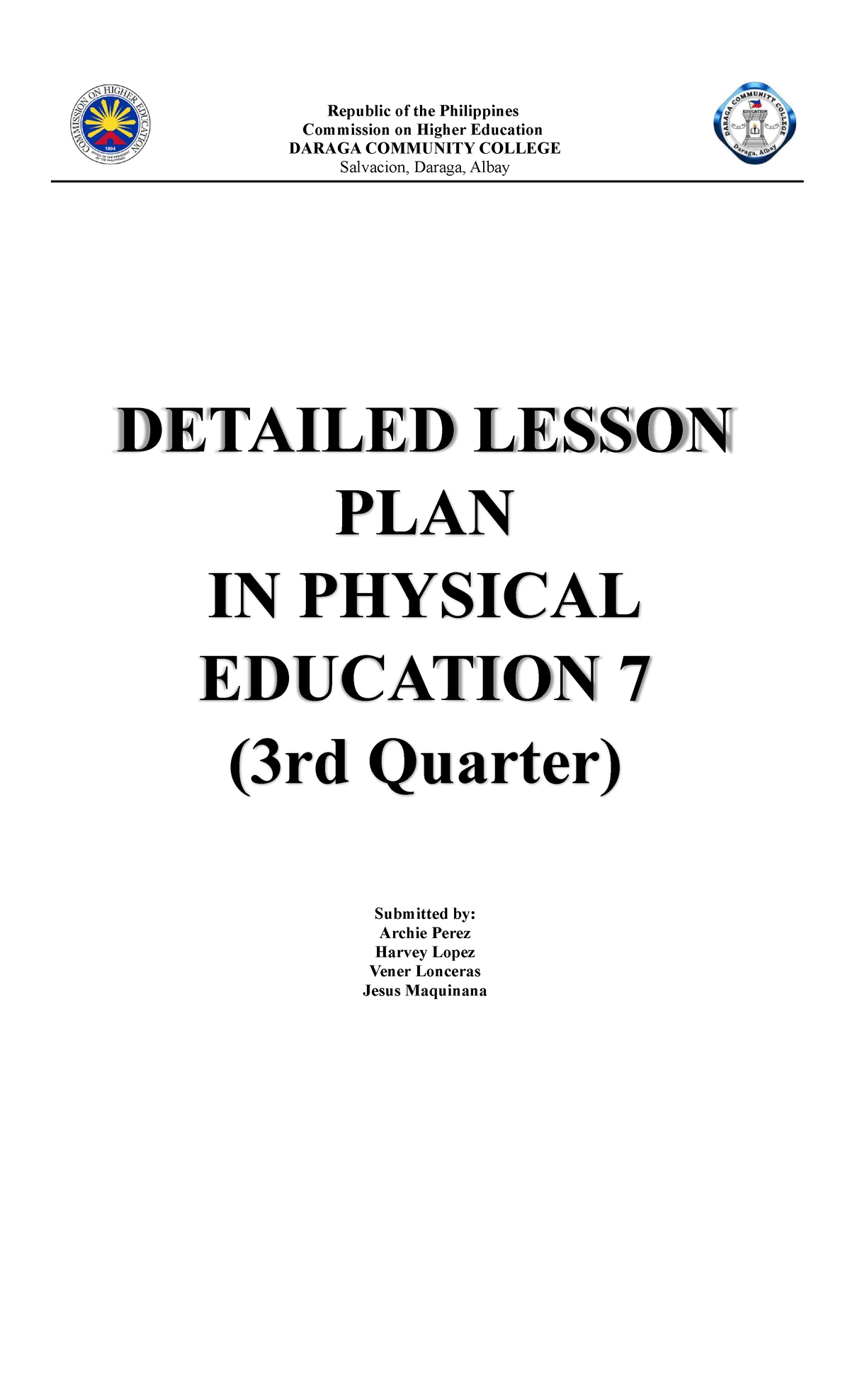 Detailed Lesson Plan in PE 7: Dance Elements (3rd Quarter) - Studocu