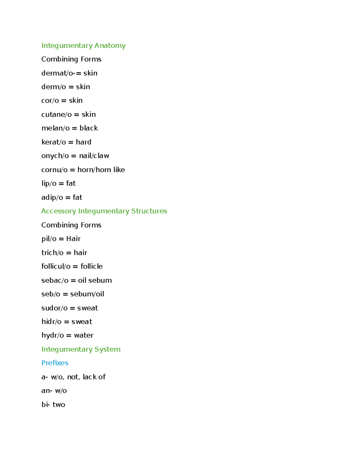 Integumentary System Study Guide: Anatomy, Pathology, and Terms (ANAT ...
