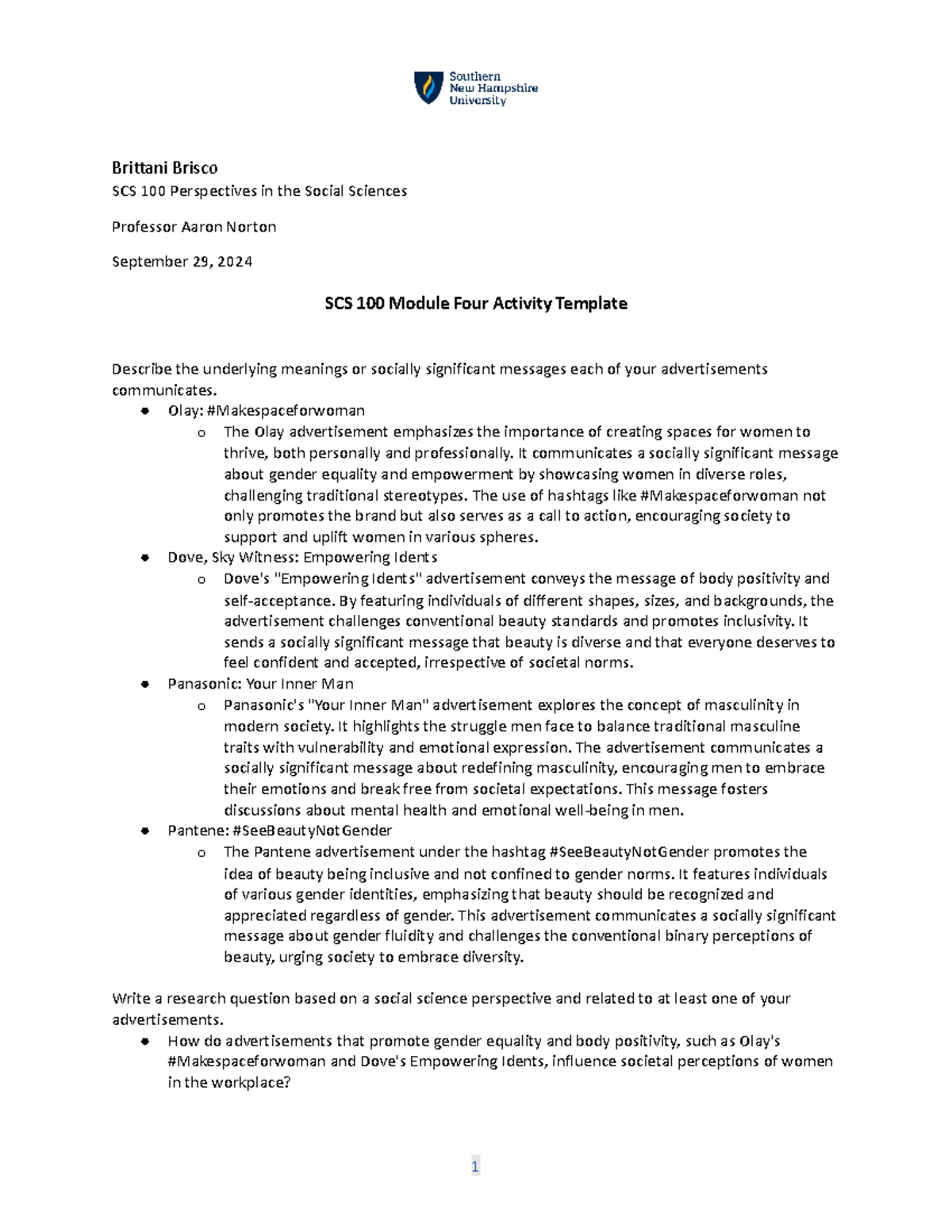 SCS 100 Module Four Activity Template - Brittani Brisco SCS 100 ...