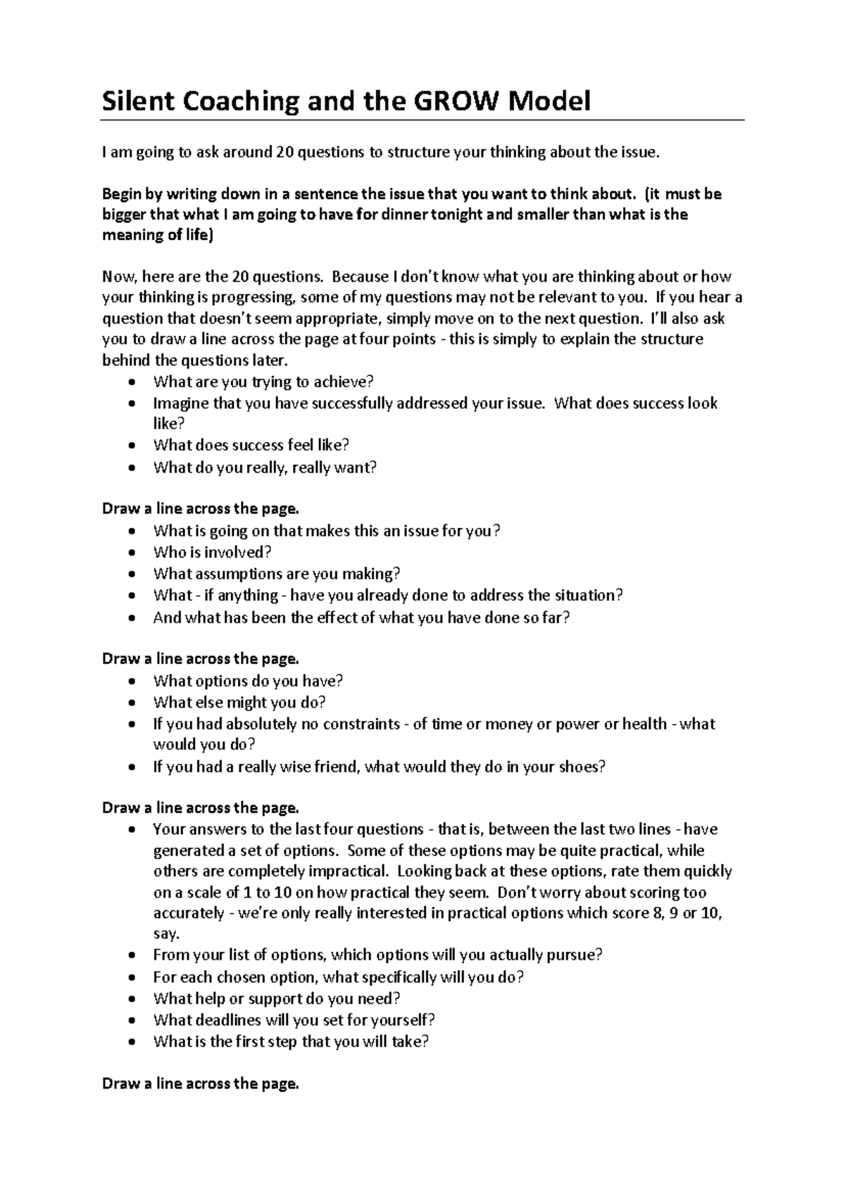 Silent Coaching and the GROW Model: A Structured Approach to Problem ...