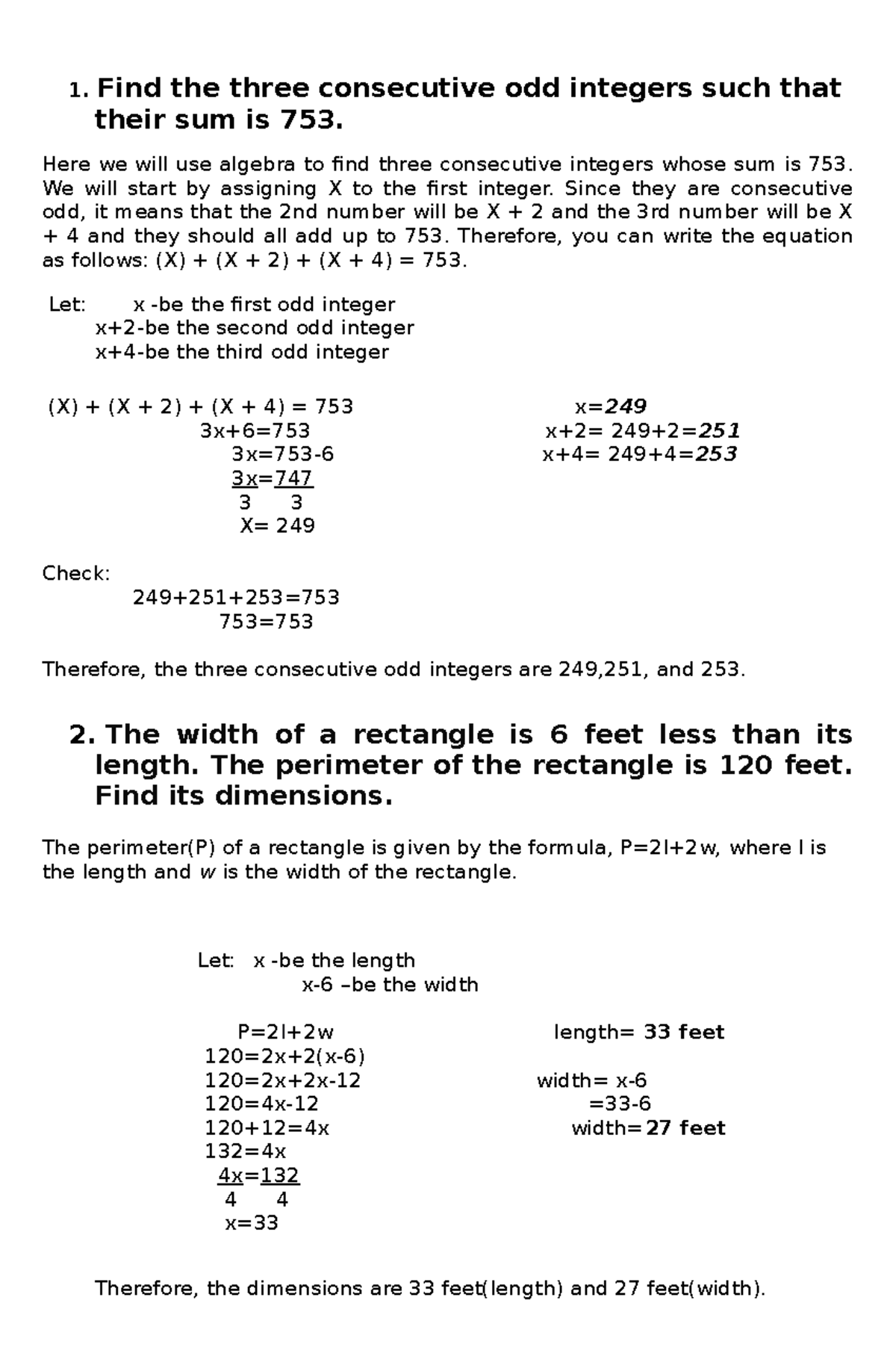 Genmath PETA: Solving Odd Integers & Rectangle Dimensions - Studocu