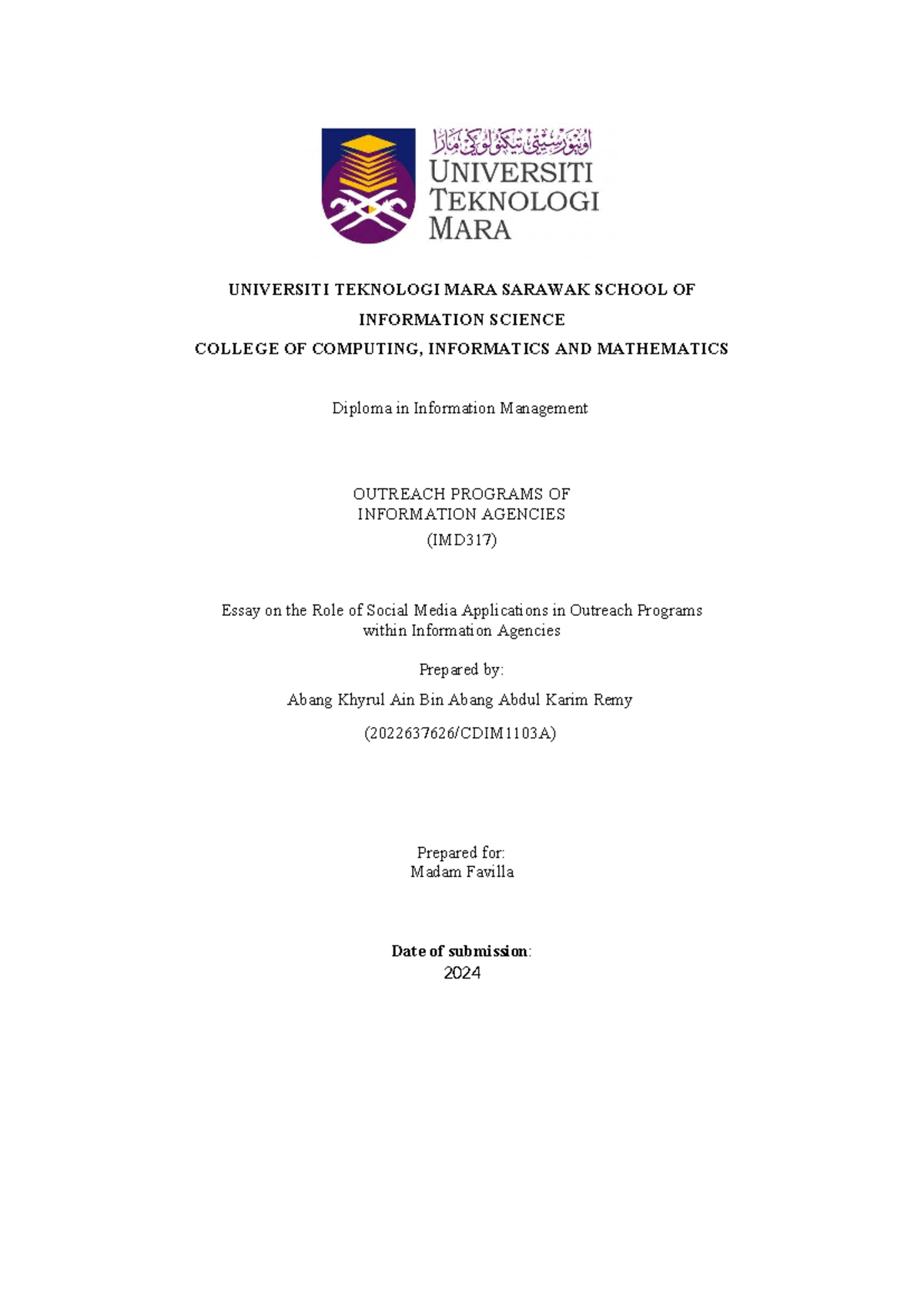IMD317 Essay: The Impact of Social Media on Outreach Programs in Info ...