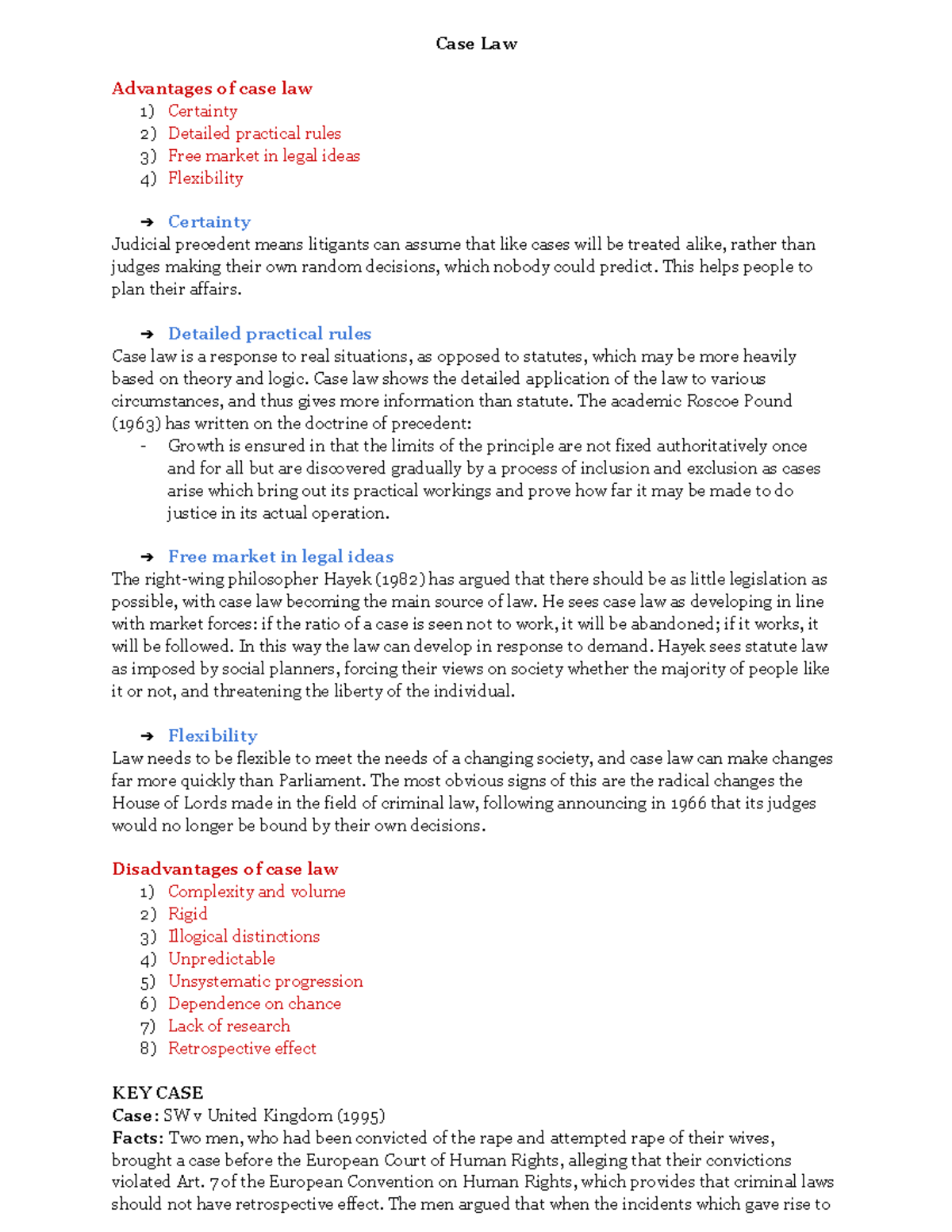 Case Law: Pros and Cons Analysis (Advantages & Disadvantages) - Studocu