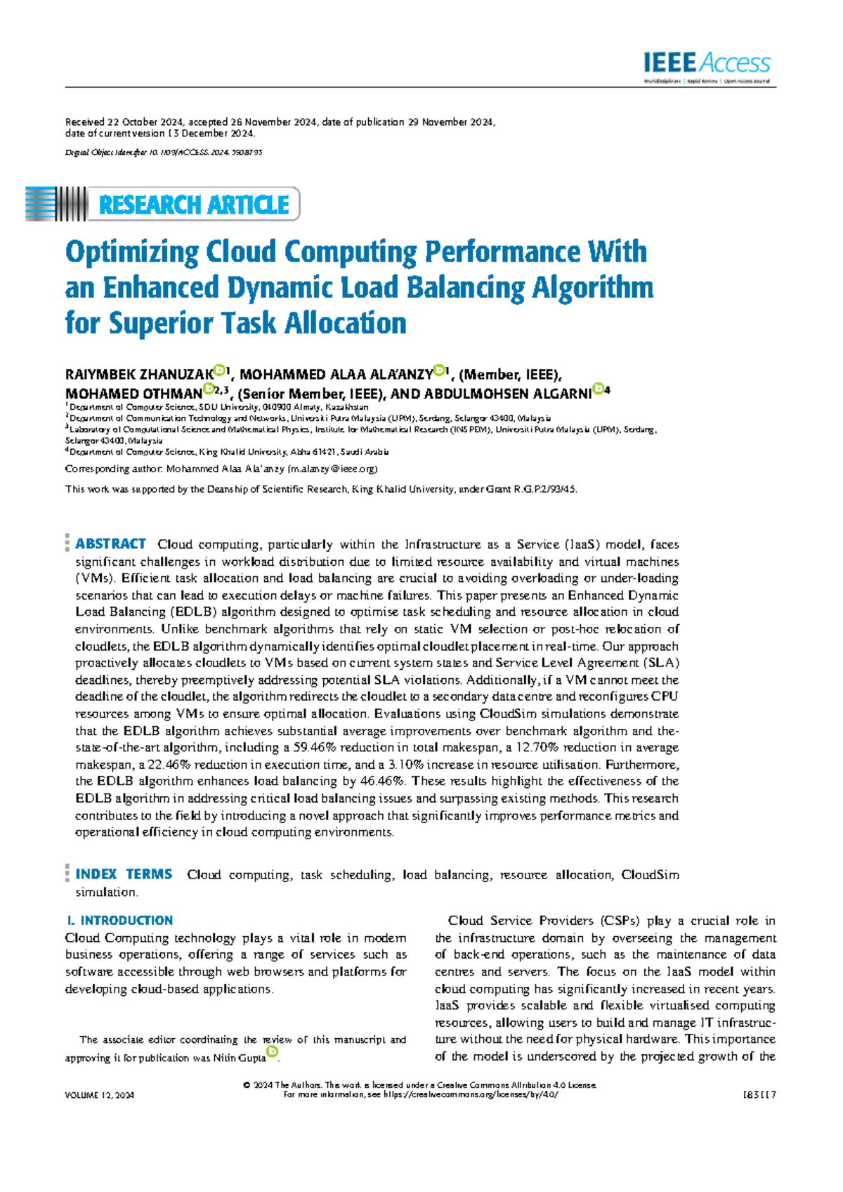 Optimizing Cloud Computing Performance: EDLB Algorithm for IaaS Task ...
