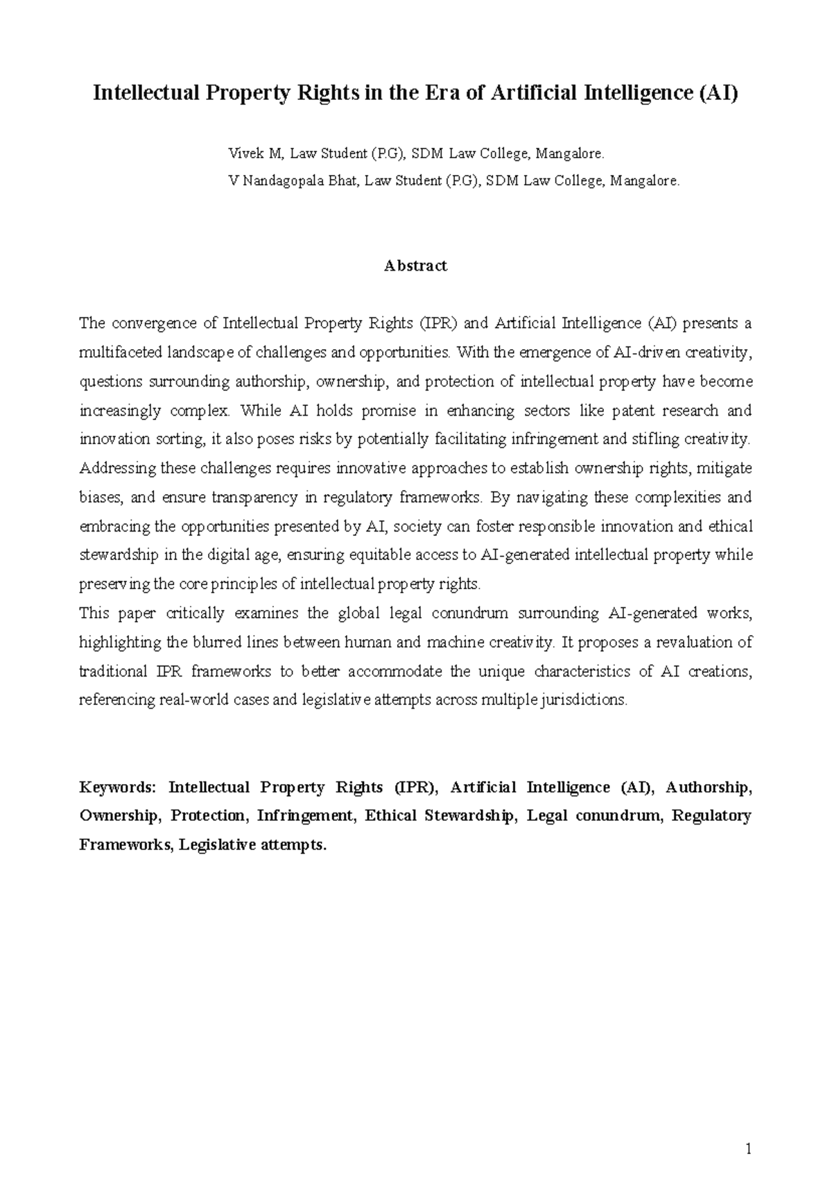 IPR & AI: Challenges, Opportunities, and Legal Implications Analysis ...