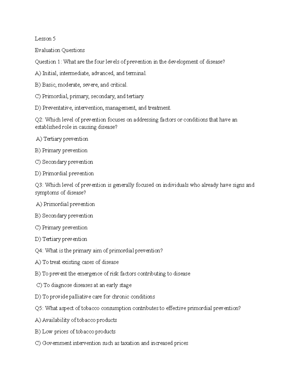 Dịch tễ - Dịch tễ Điều Dưỡng K24: Lesson 5 & 6 Evaluation Questions ...