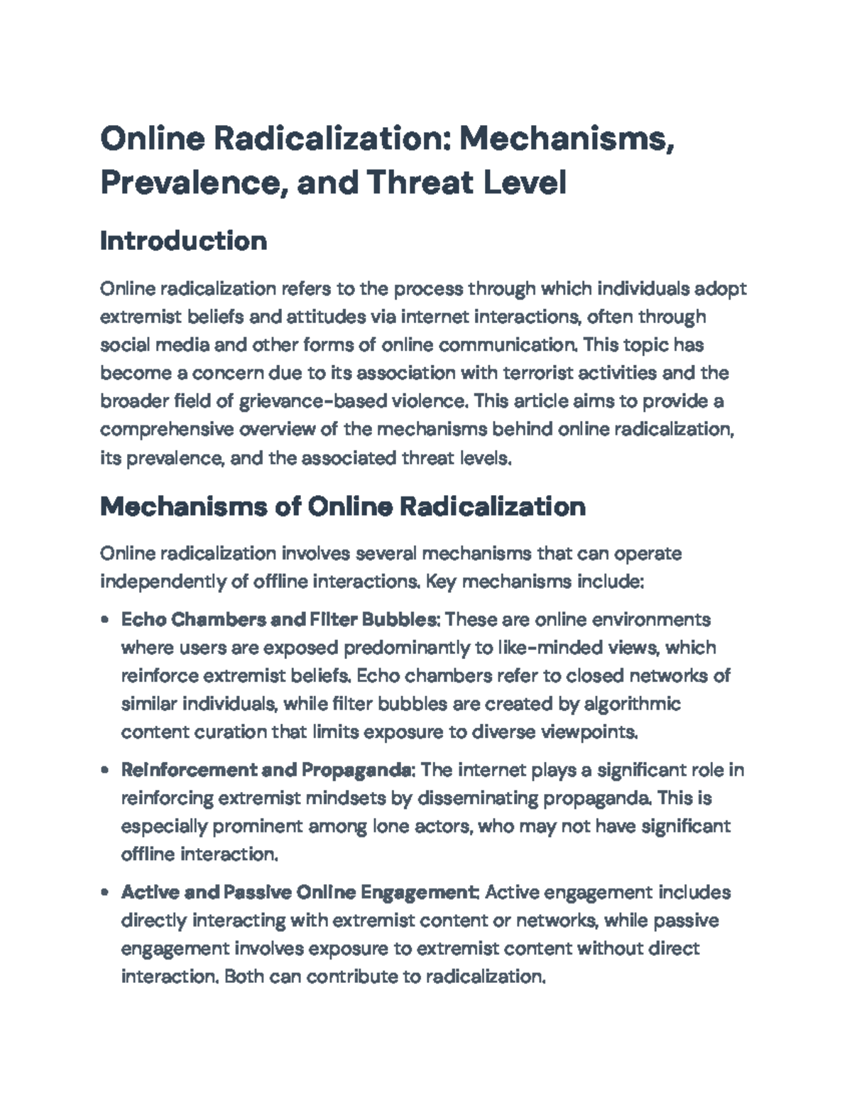 Online Radicalization: Mechanisms, Prevalence, and Threat Analysis ...