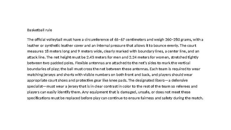 Volleyball Rules and Specifications - WPS Office - Studocu