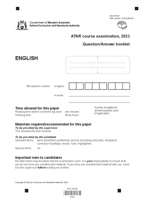 12 ATAR WACE exam past Responding questions - Responding Questions from ...