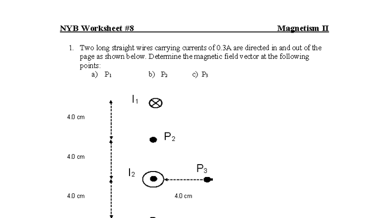 W8 Magnetism II Worksheet: Magnetic Fields & EMF Calculations - Studocu