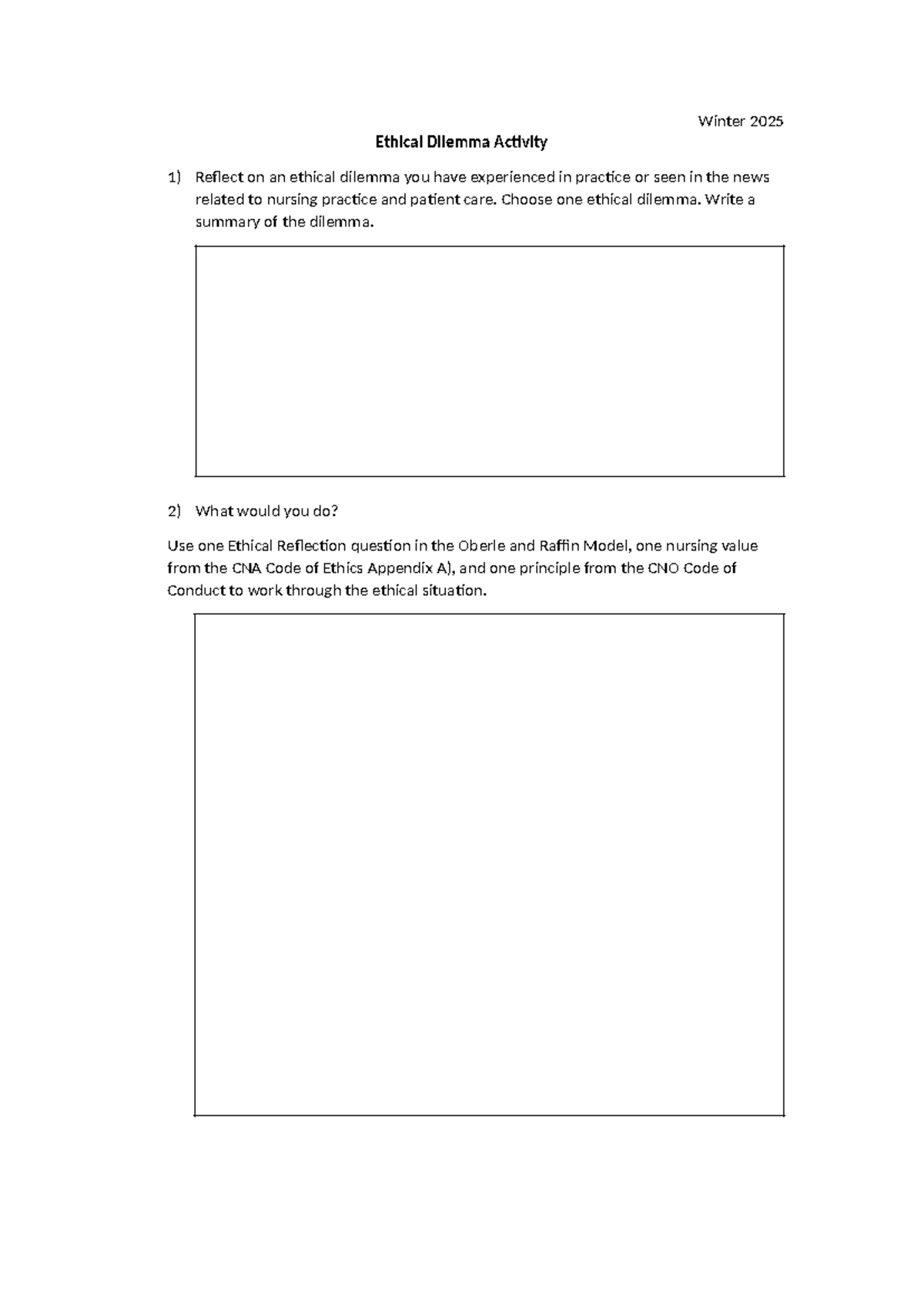 Ethical Dilemma Activity W25 - N3SS3 - Winter 2025 Ethical Dilemma ...
