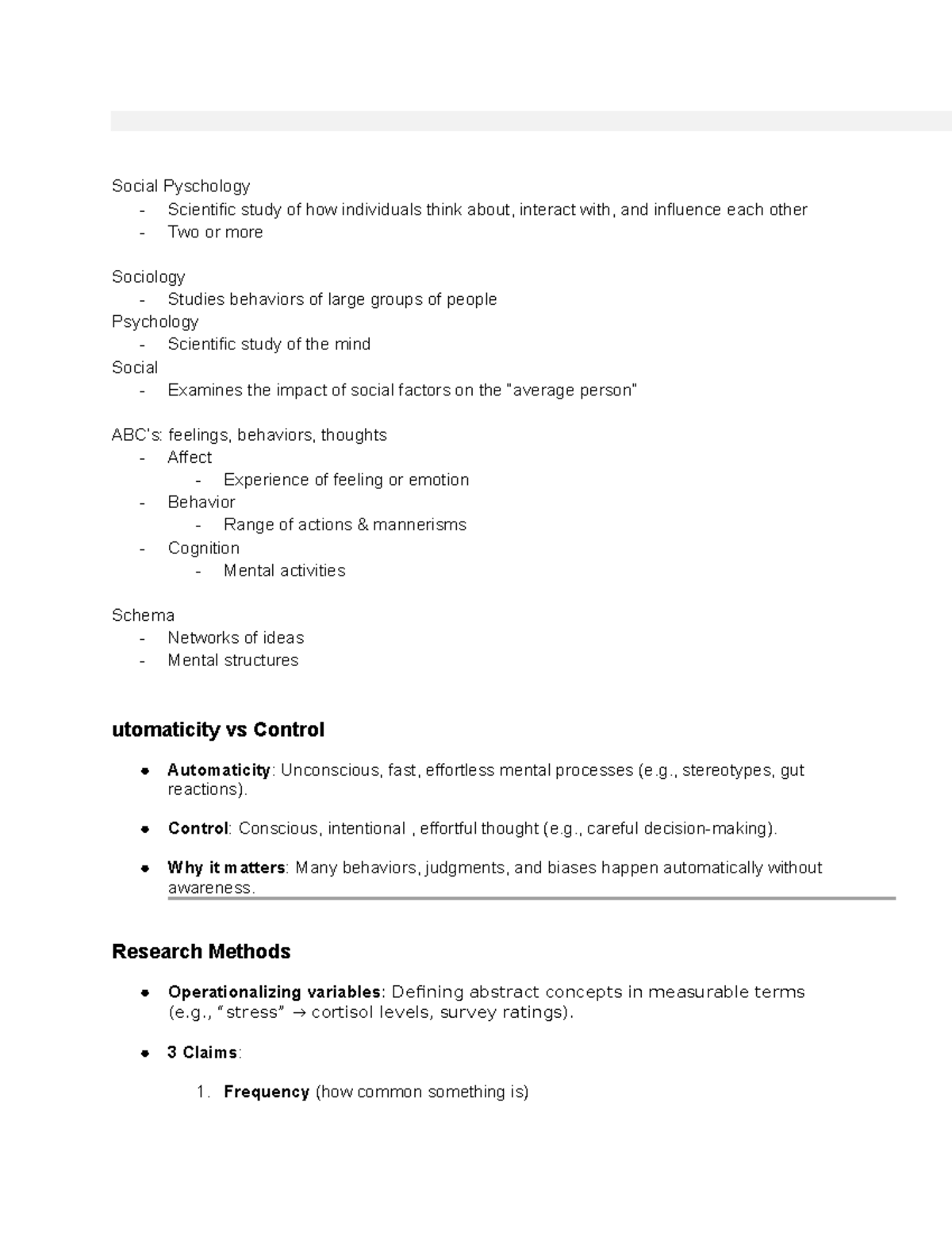 Social Psychology Concepts and Theories Overview (PSY 101) - Studocu
