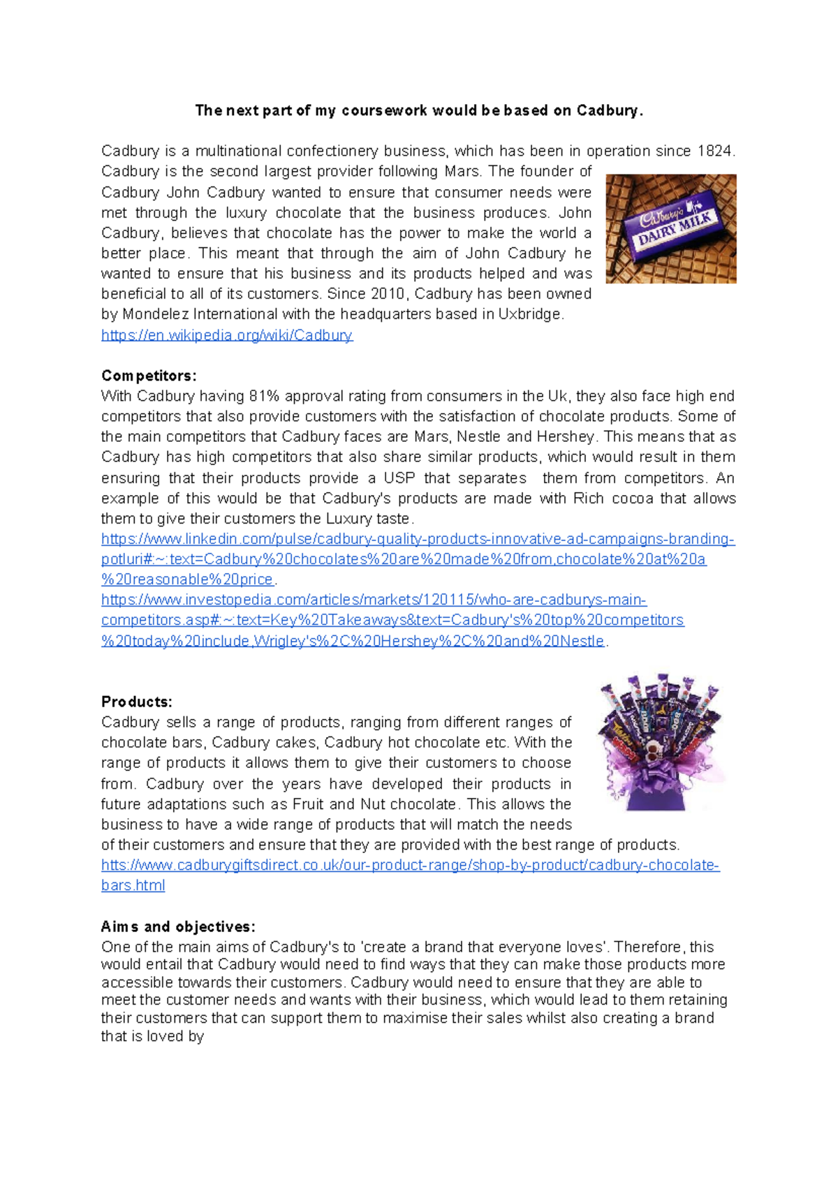 Unit 1 P4: SWOT Analysis and Business Environment of Cadbury - BETC ...