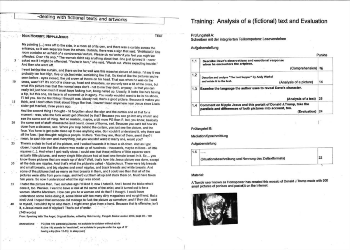 NIPPLEJESUS Text Analysis & Evaluation: Training Document - Studocu