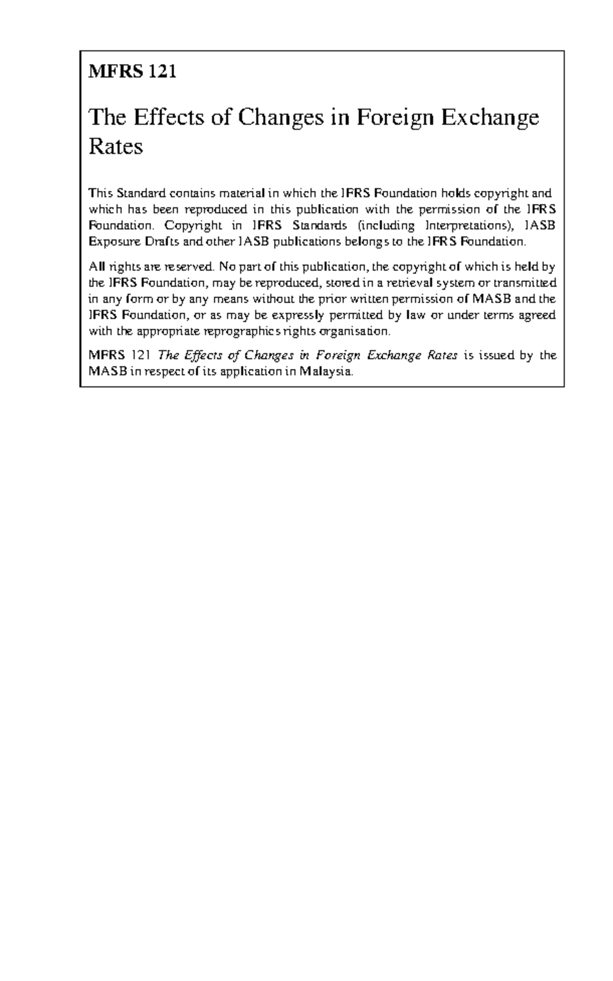 MFRS 121 - The Impact of Foreign Exchange Rate Changes on Financial ...