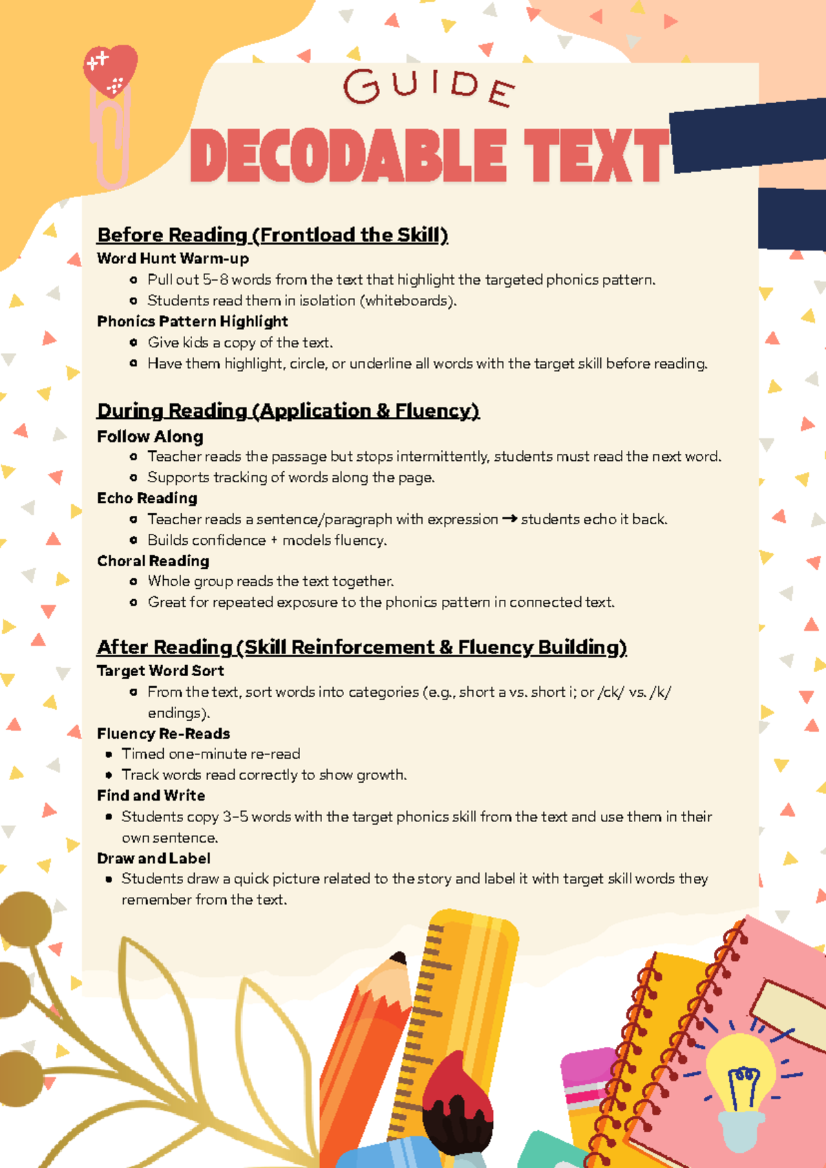 Decodable Text Guide: Phonics Pattern Activities for Teachers - Studocu