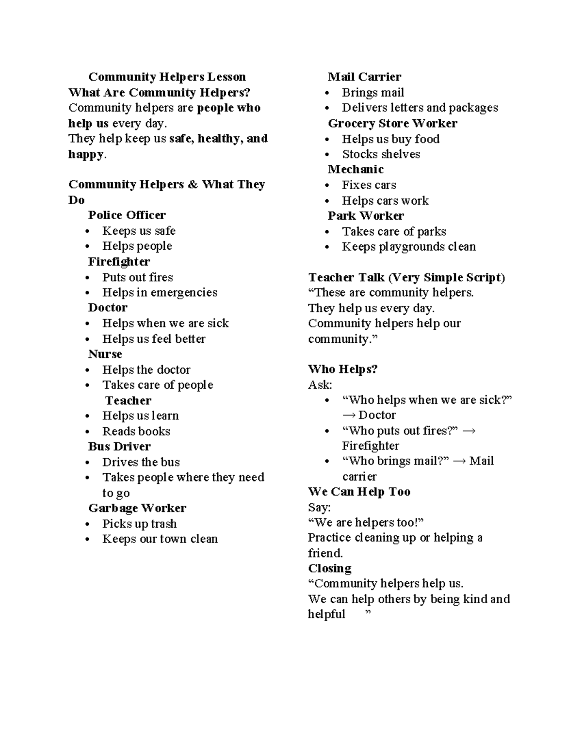 Community Helpers Lesson: Understanding Their Roles and Importance ...