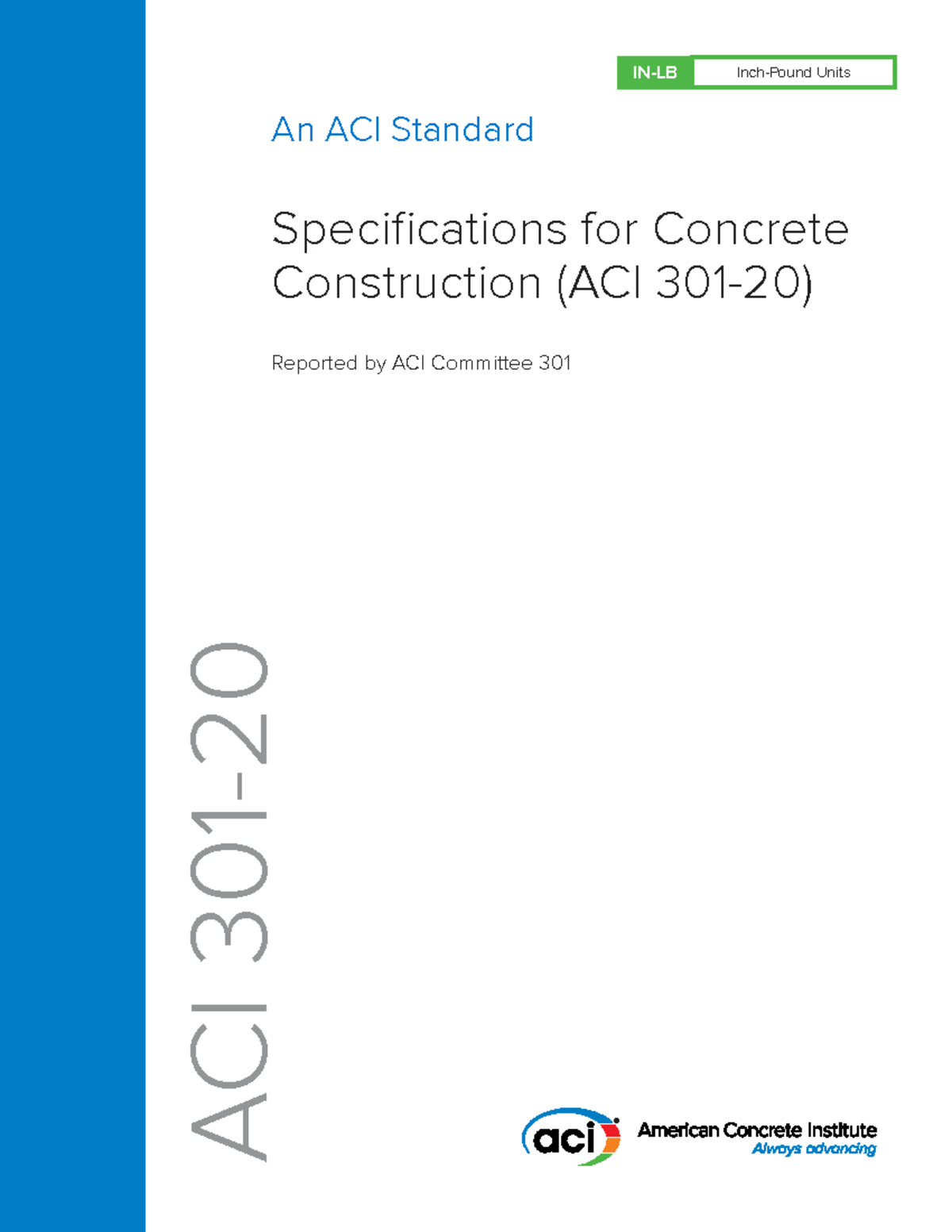 ACI 301-20: Standard Specifications for Concrete Construction - Studocu