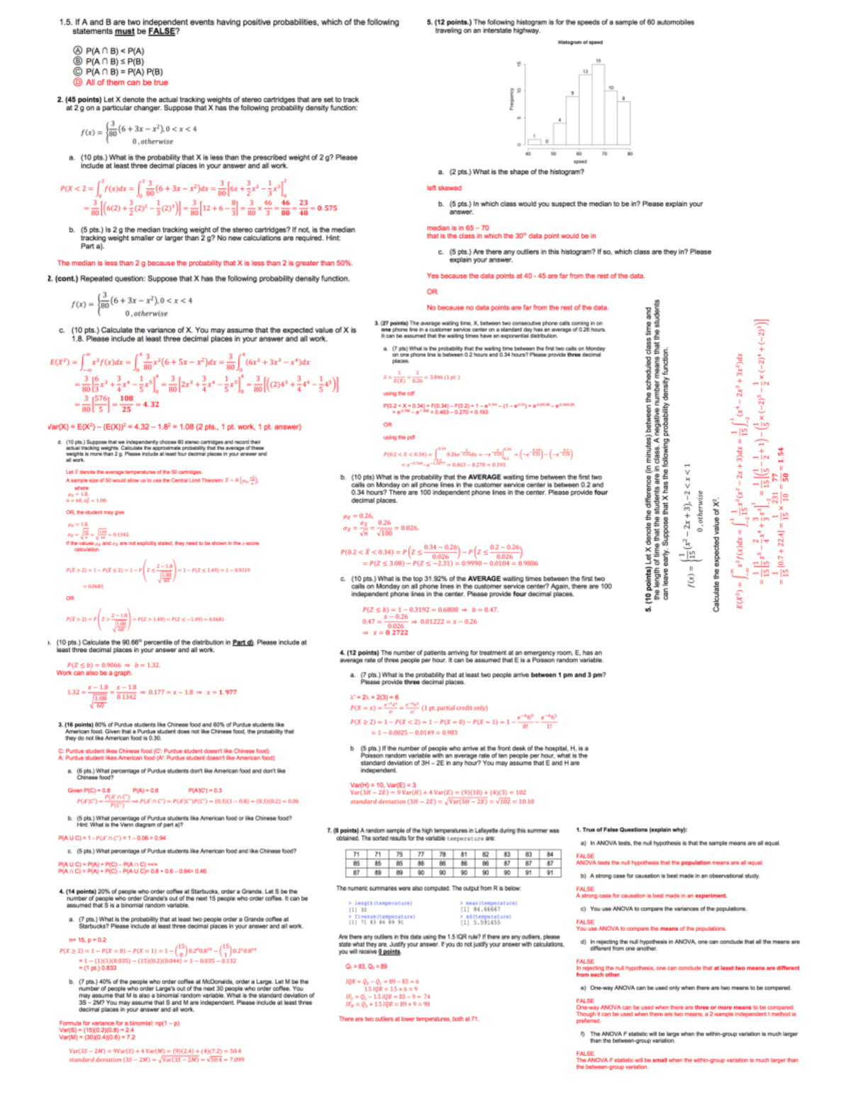 Introduction to Statistics Cheat Sheet - Final Exam Review (STAT 101 ...